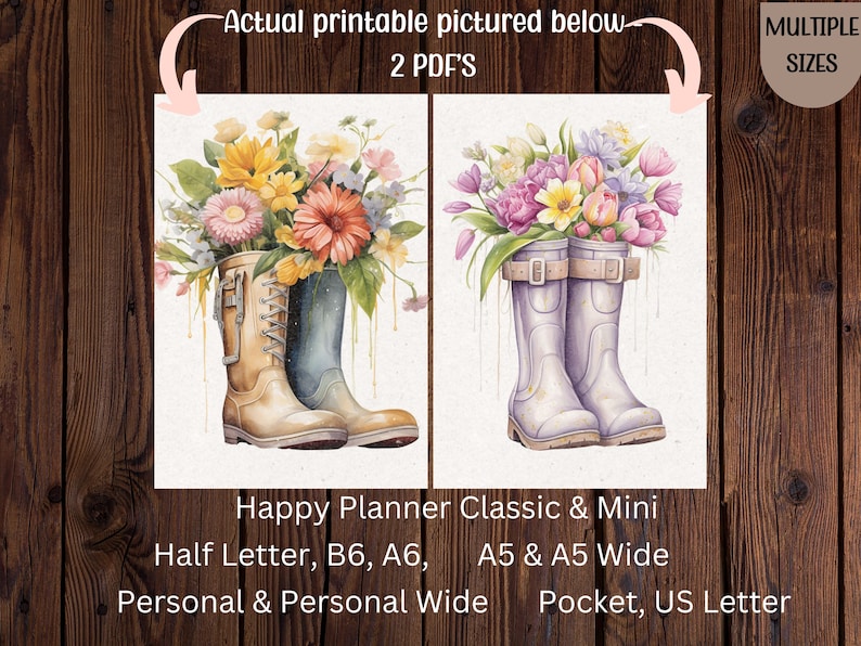 Spring Rain Boots Printable Planner Dashboards NO BACKGROUND - Instant ...