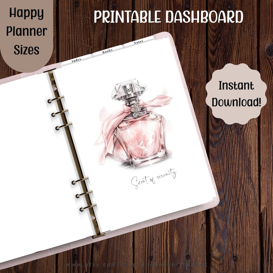 Printable Perfume Bottles Happy Planner Dashboard Set - Stay Organized ...