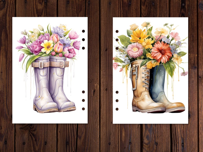 Spring Rain Boots Printable Planner Dashboards NO BACKGROUND - Instant ...