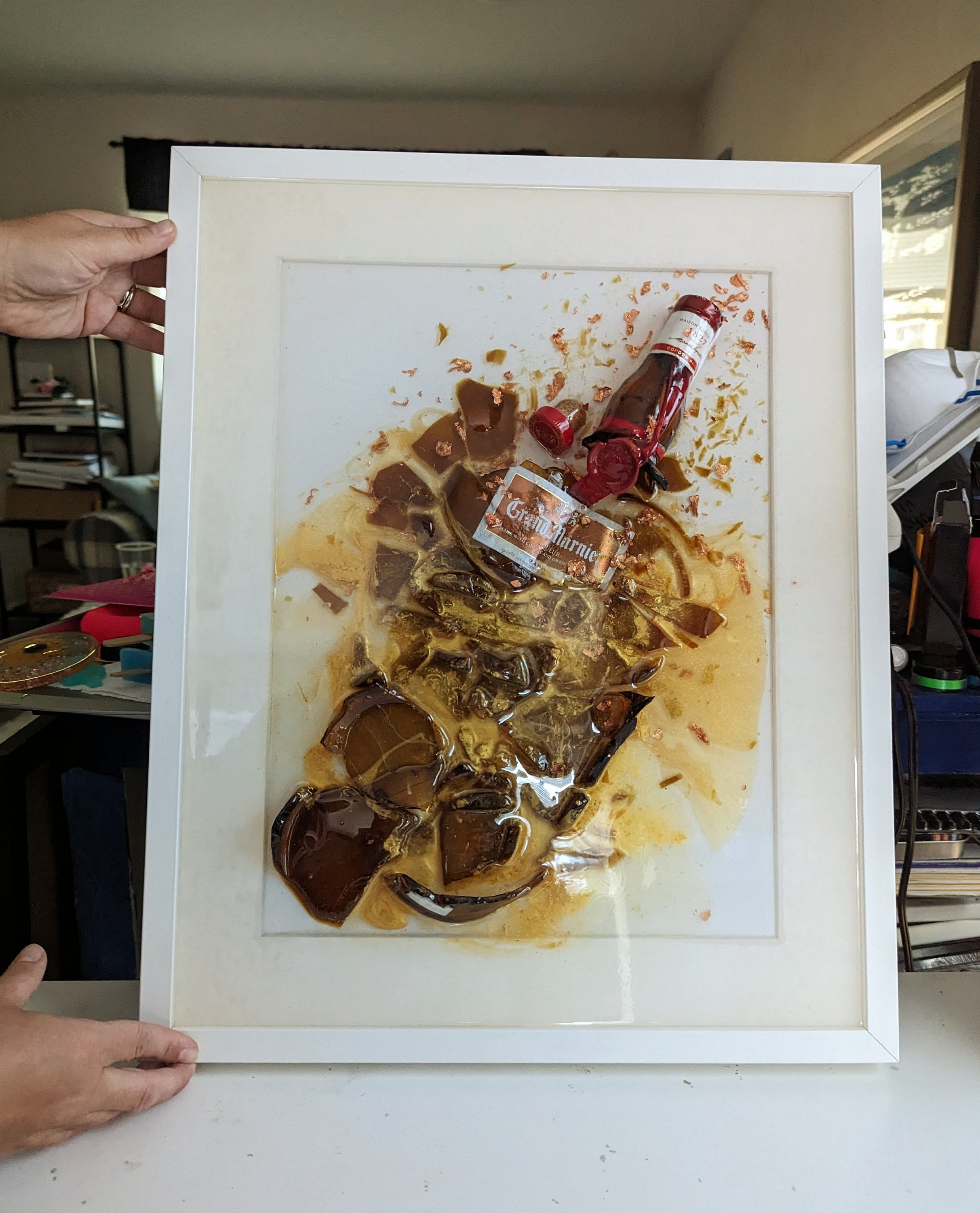 Smashed Bottle Art Painting | Grand Marnier Wall Art| Customizable | 3 ...