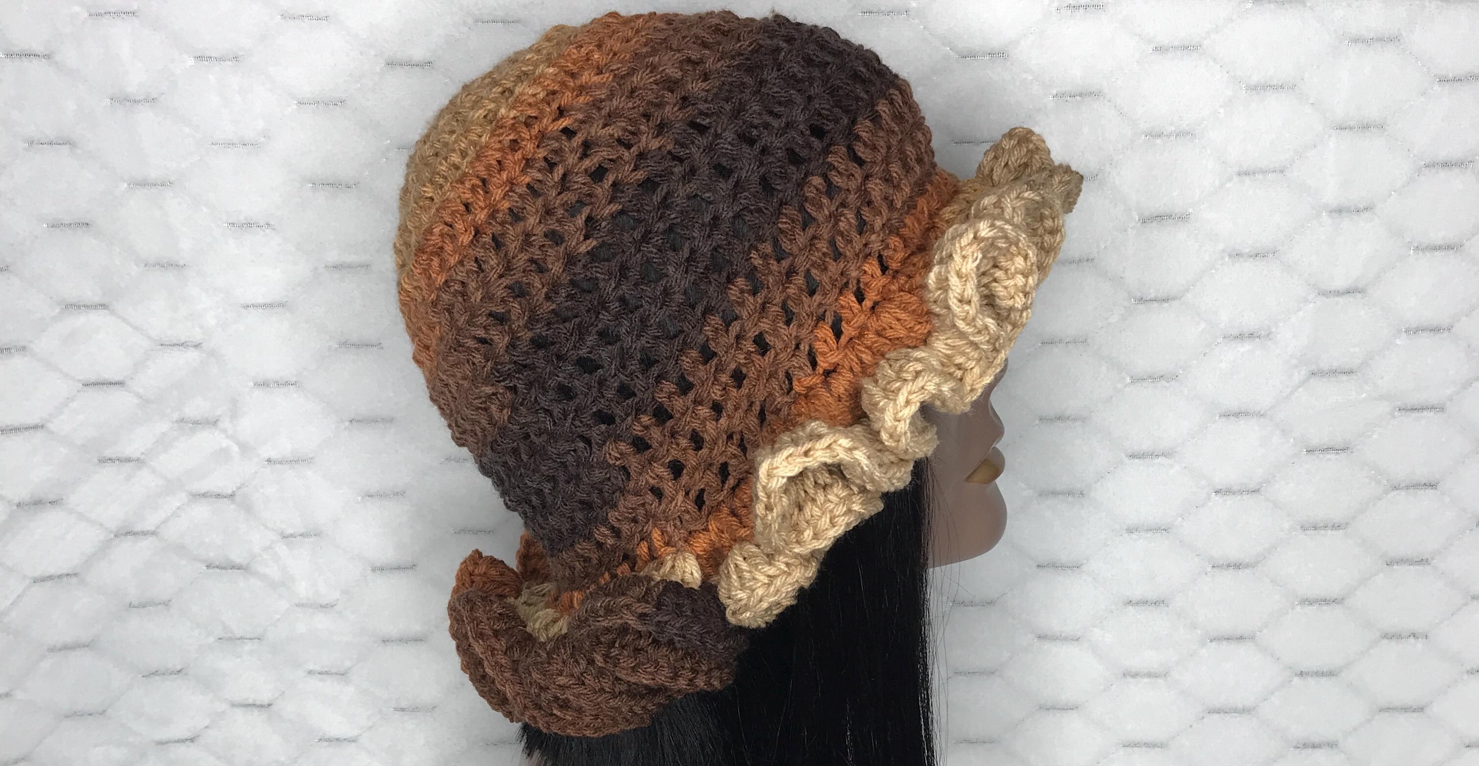 Ready to Ship-ruffled Brown Crochet Bucket Hat - Etsy