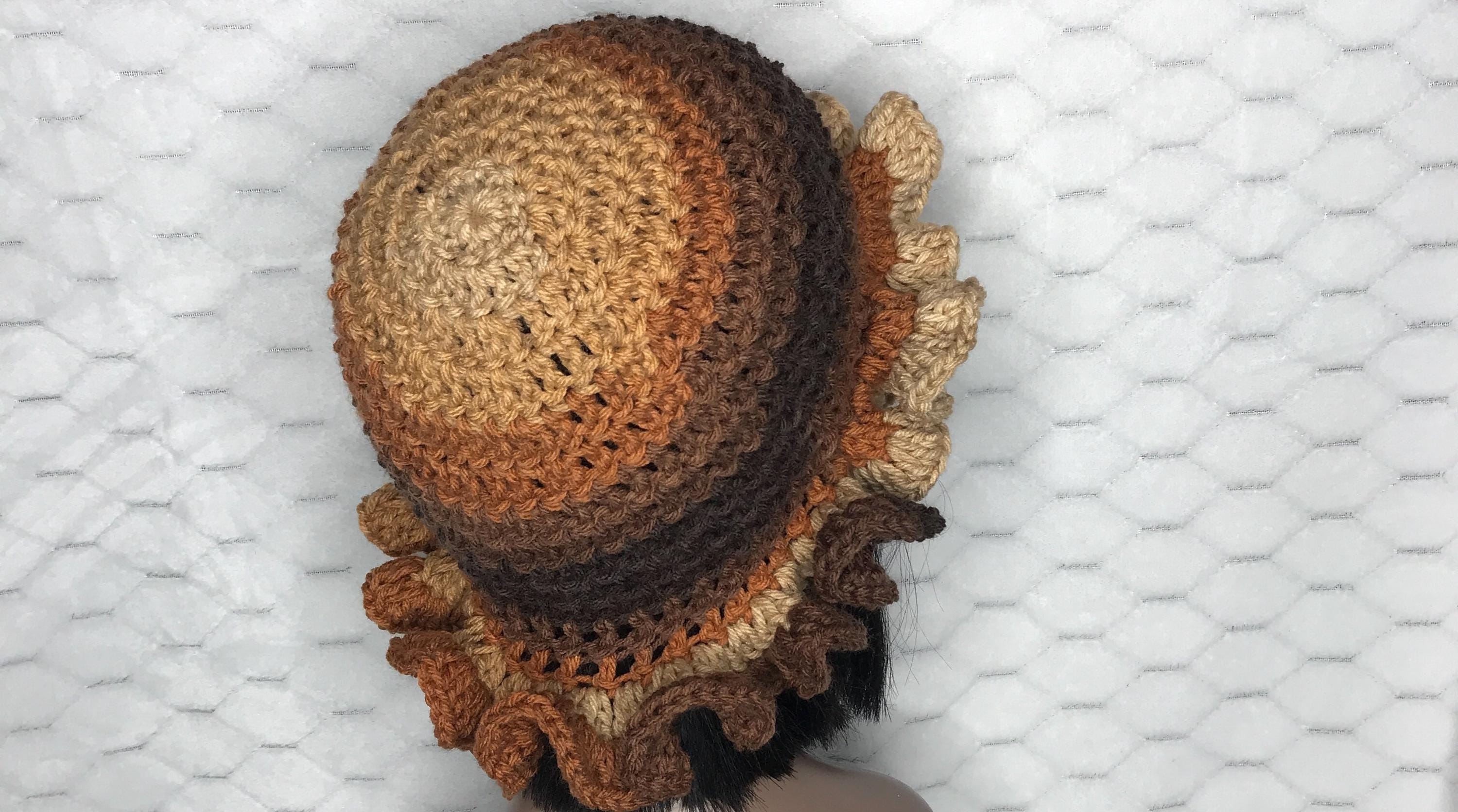 Ready to Ship-ruffled Brown Crochet Bucket Hat - Etsy