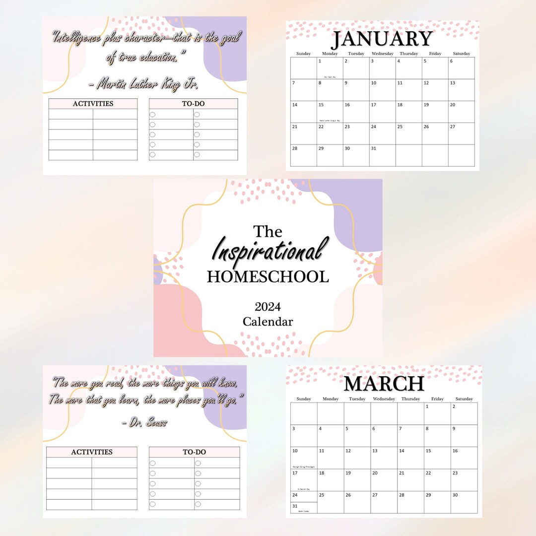 2024 Inspirational Homeschool Calendar 12 Month Printable - Etsy