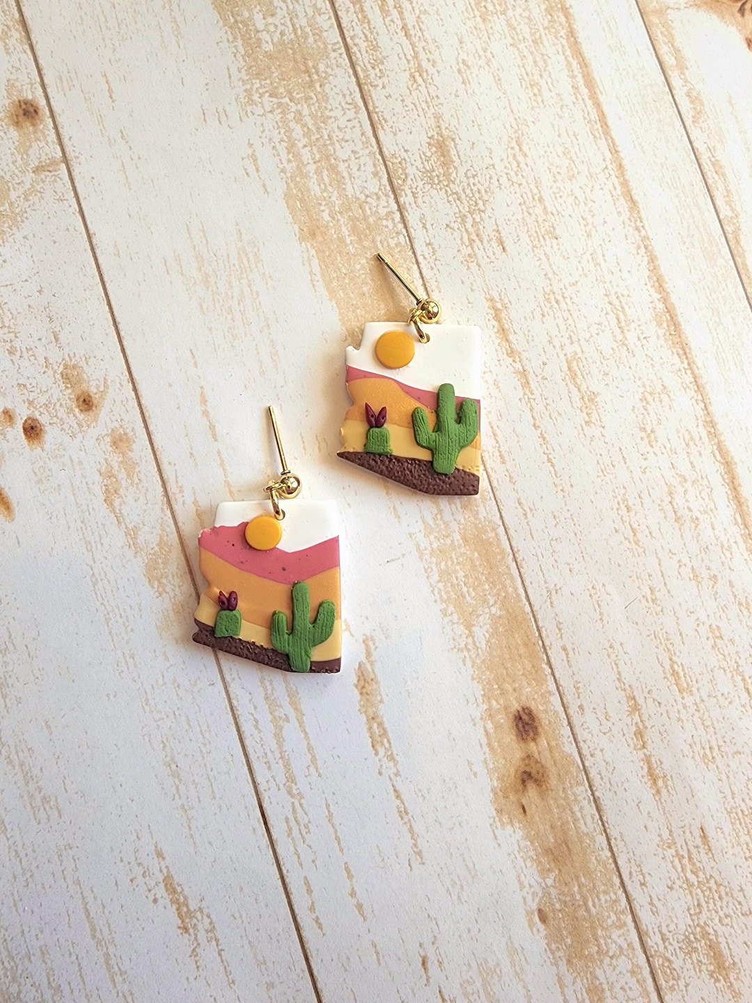 Arizona Desert Earrings | Desert Scene Earrings - Etsy