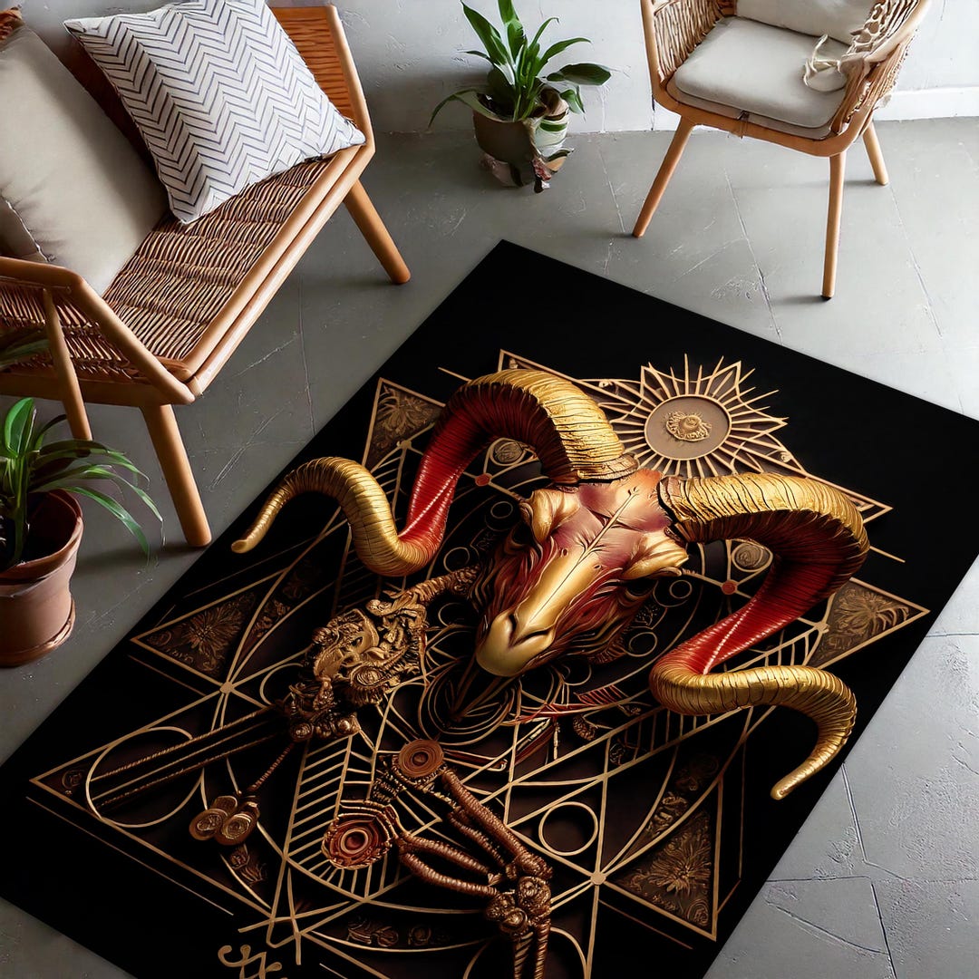Devil Goat Rug, Red Baphomet Rug, Satan Rug,3d Look Devil Rug, Religion ...
