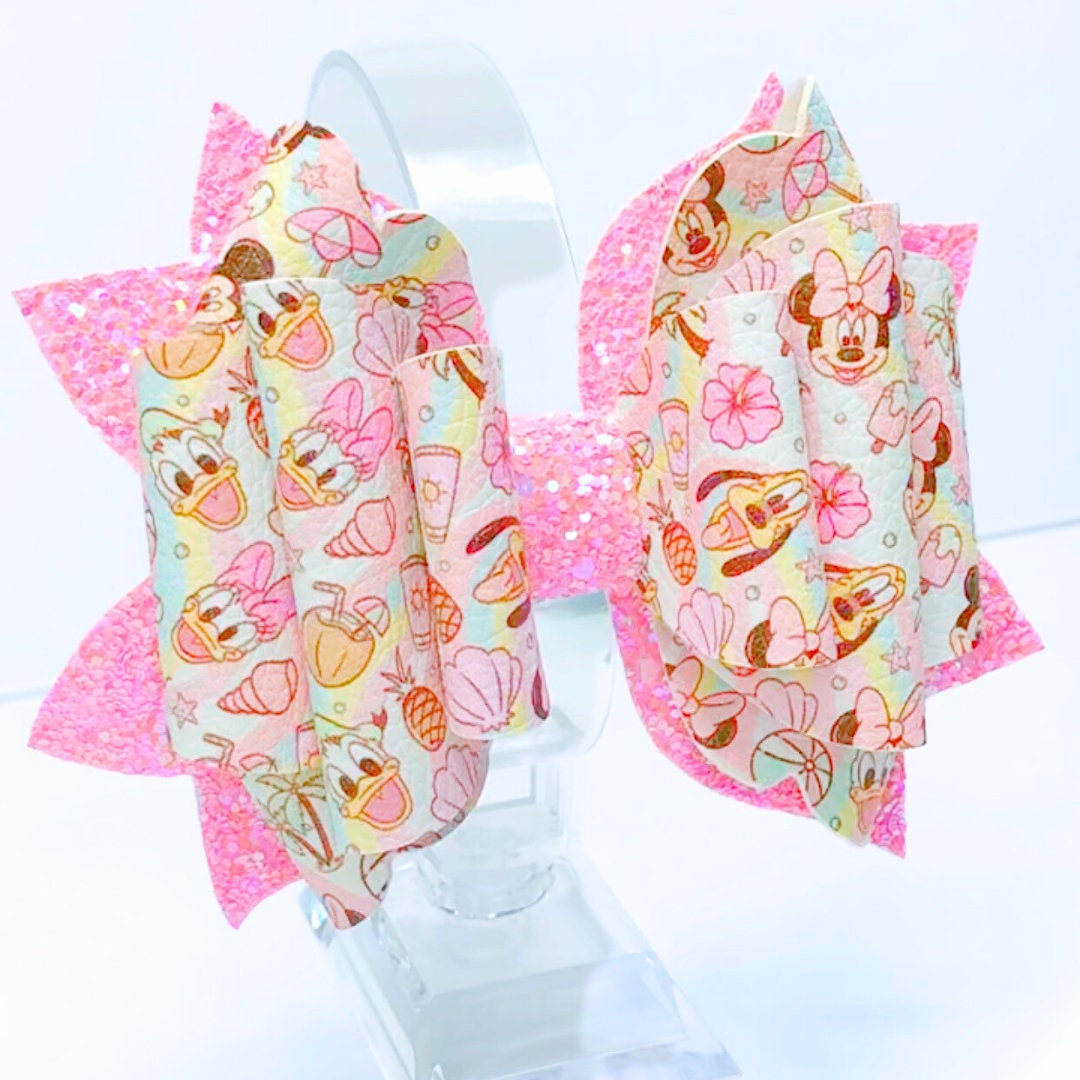 Pink Minnie Mouse Hair Bow, Summer Vacation Clip - Etsy