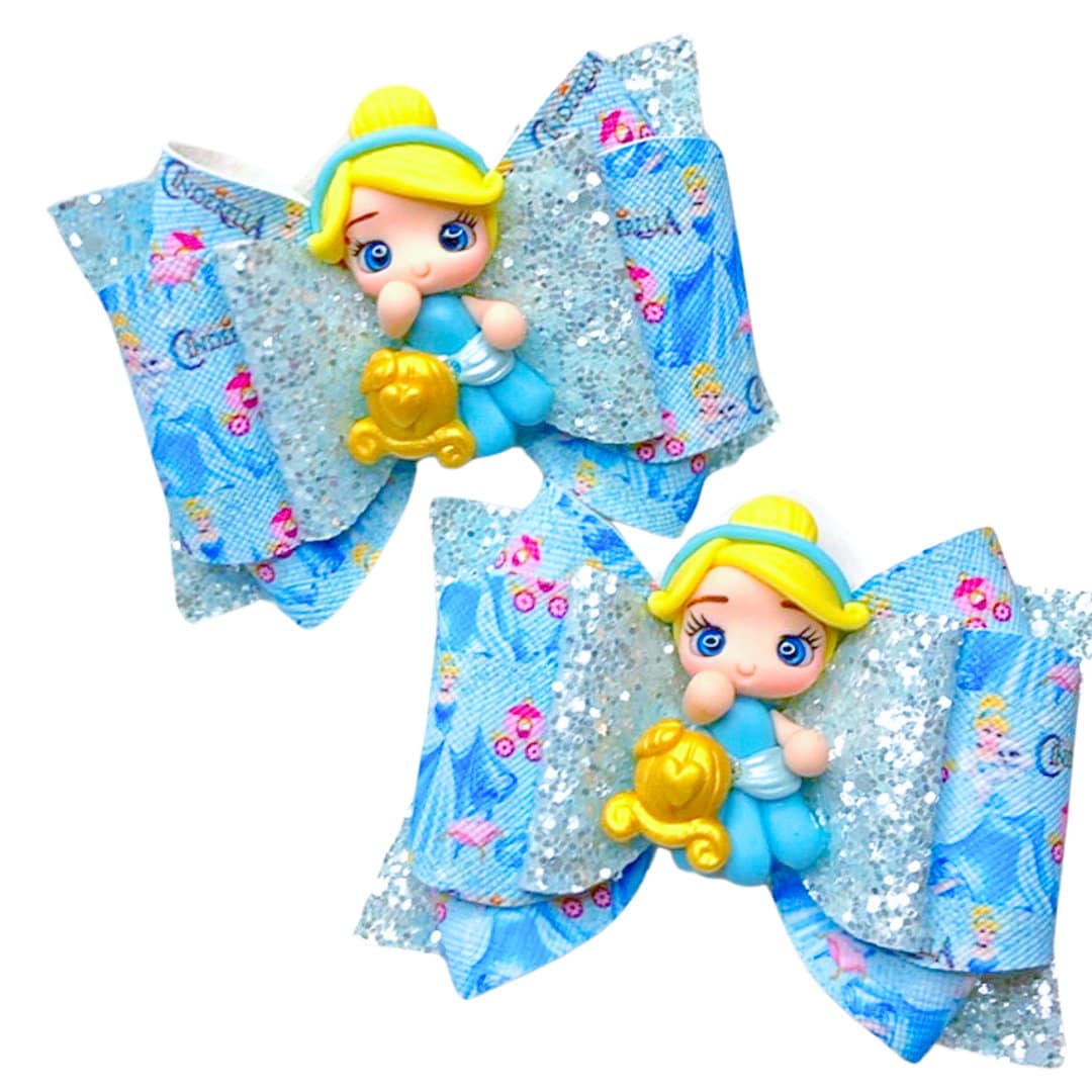 Pair of Cinderella Hair Bow, Cinderella Princess Hair Bow, Cinderella ...