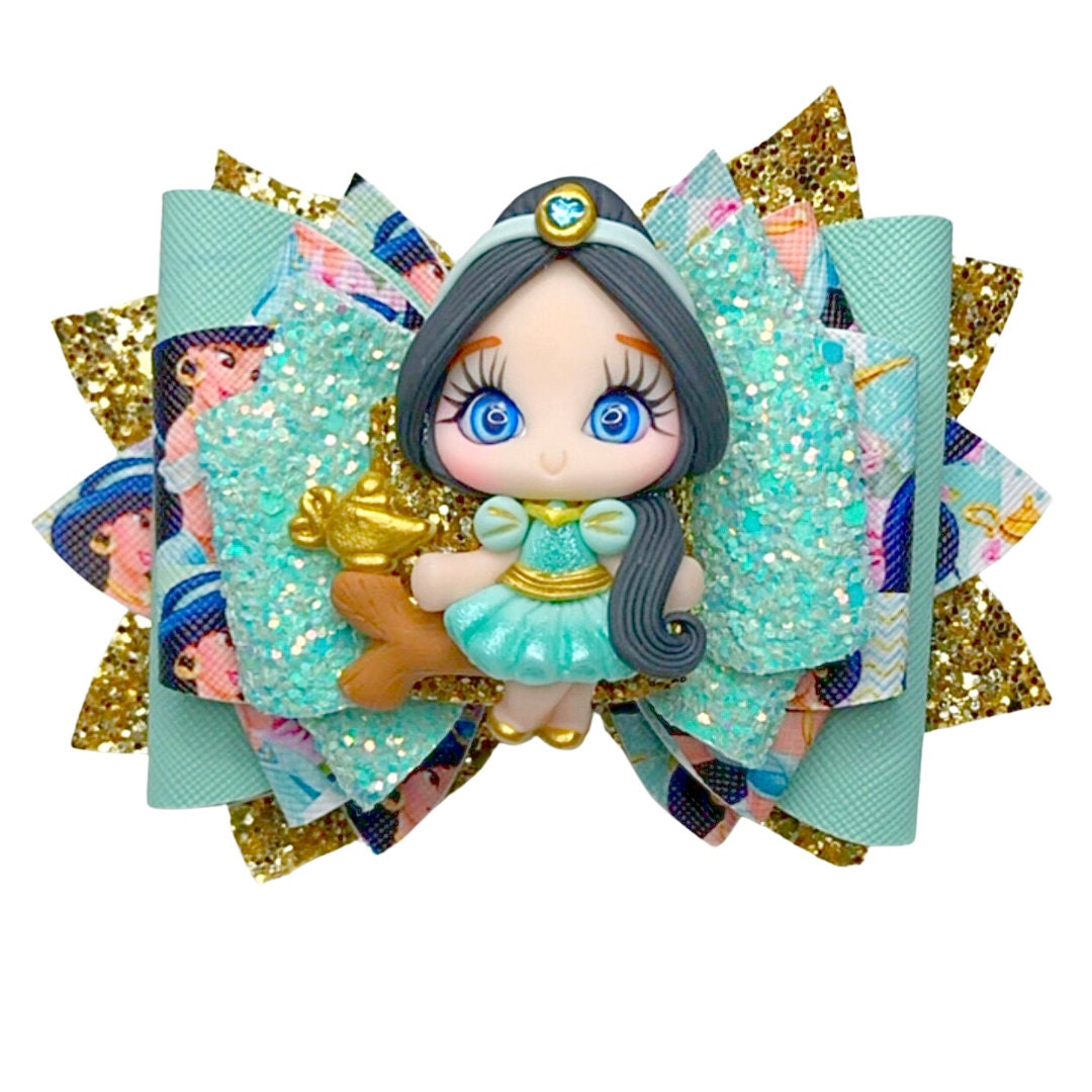 Jasmine Princess Hair Bow, Jasmine Aladdin Inspired Hair Bow Clip ...