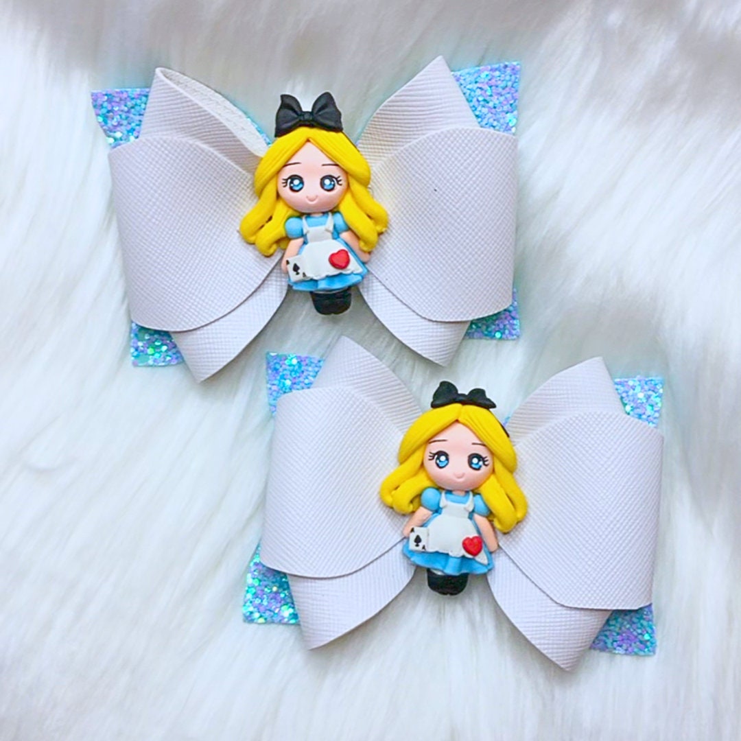 Alice in Wonderland Hair Bow, Alice Princess Hair Bow, Alice Pigtail ...
