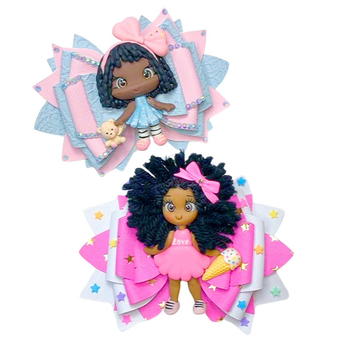 Afro Baby Girl Hair Bow, Curly Hair Bows, Black Girl Hair Bows, Toddler ...