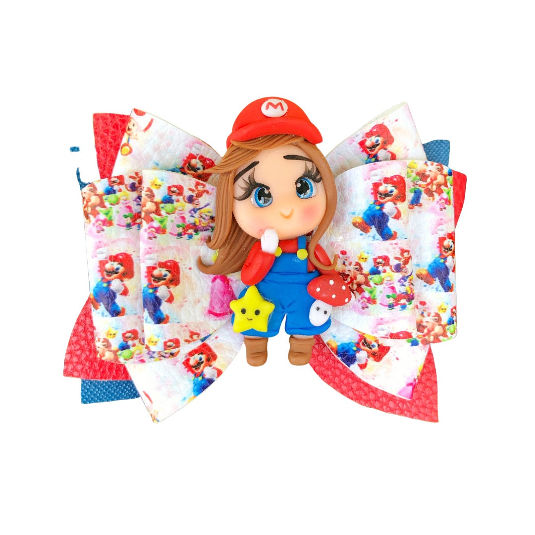 Super Mario Bros Hair Bow, Blue and Red Super Mario Bros Inspired Hair ...