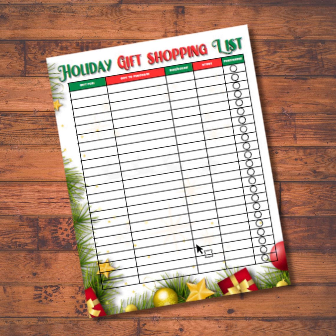 Simple Christmas Gift Checklist Christmas Wish List Gift List Template ...