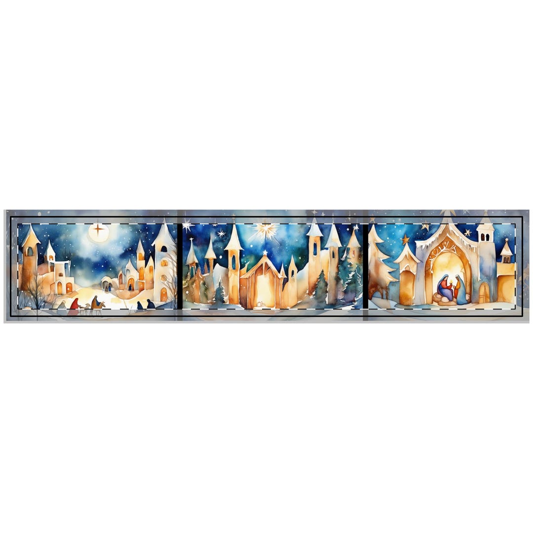 Christmas Nativity Scene Quilted Table Runner, Holiday Table Decor ...