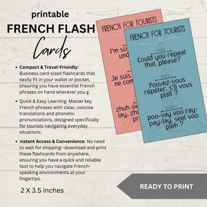 French Language Flash Cards - Downloadable - Printable - Business Card ...