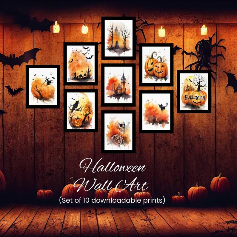 Halloween Wall Art (set of 10 Downloadable Prints) | Halloween Gallery ...