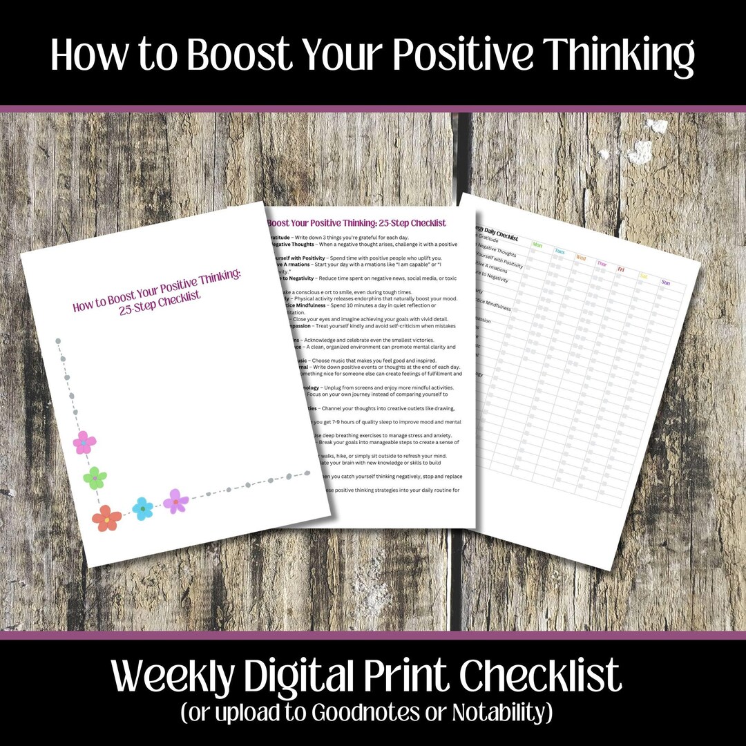 Digital Download How to Boost Your Positive Thinking 25-step Checklist ...