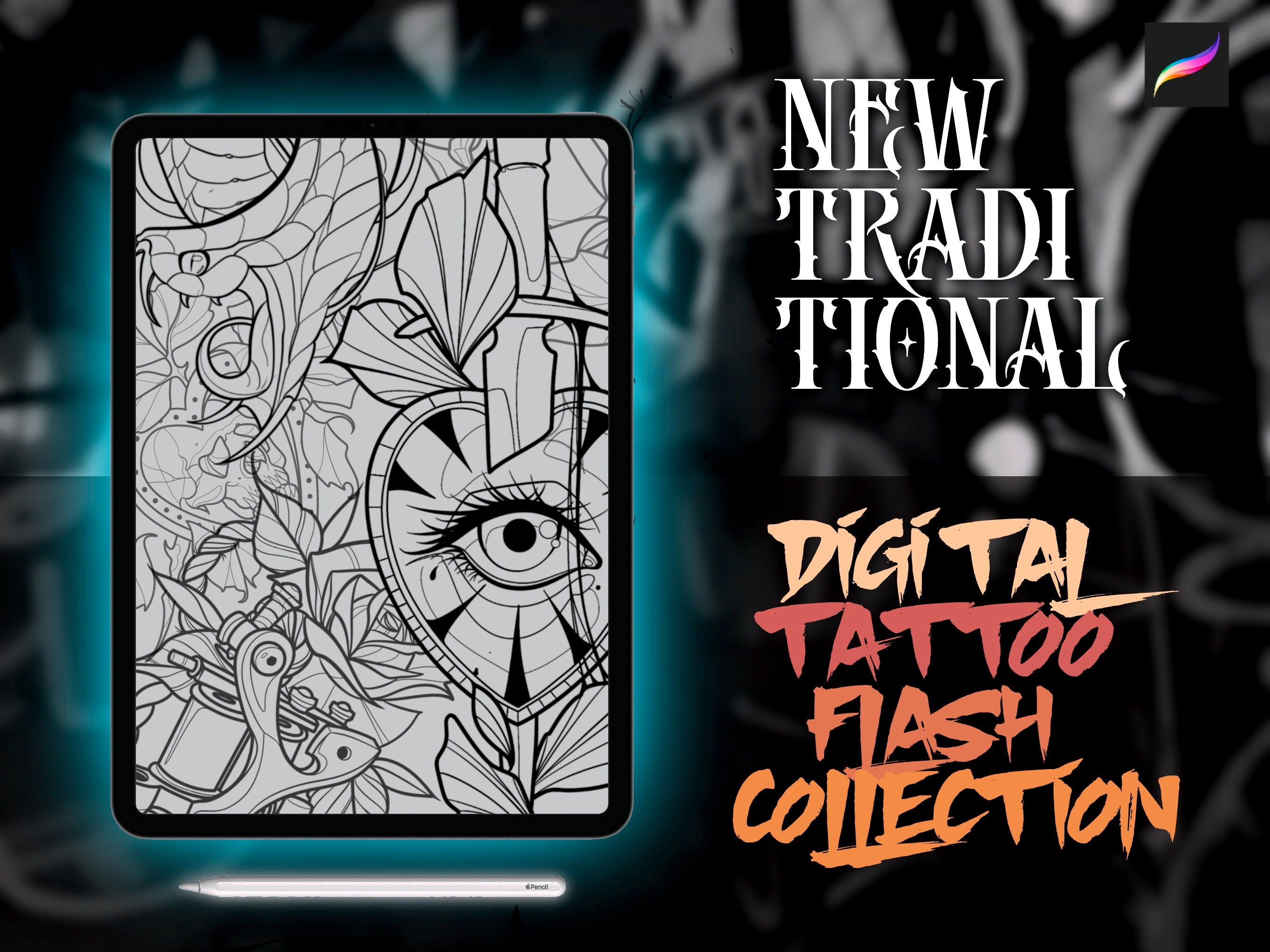 Procreate Tattoo Stamps NEWTRADITIONAL ART COLLECTION Vol 1 - Etsy