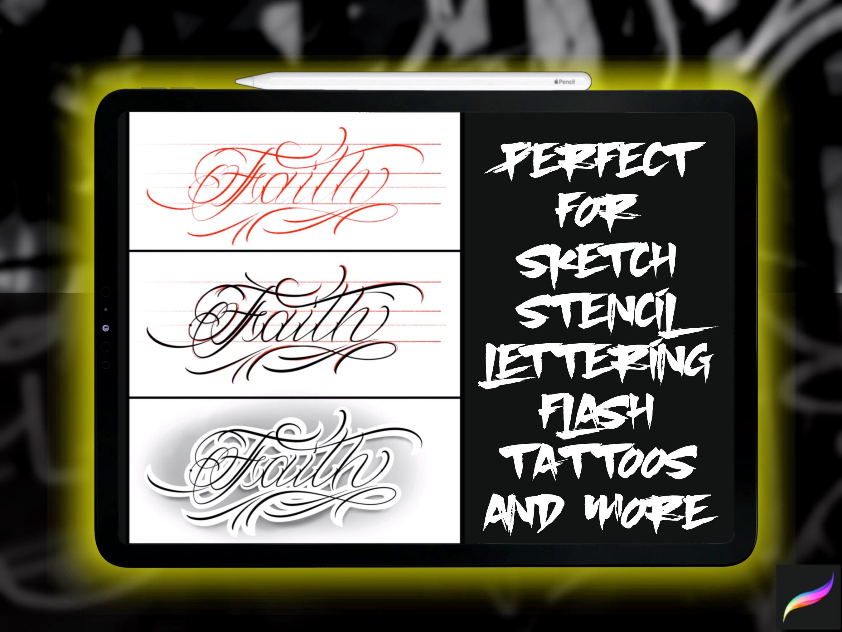Procreate Tattoo Bundle - Stencil, Flash, Lettering & Shading Brushes ...