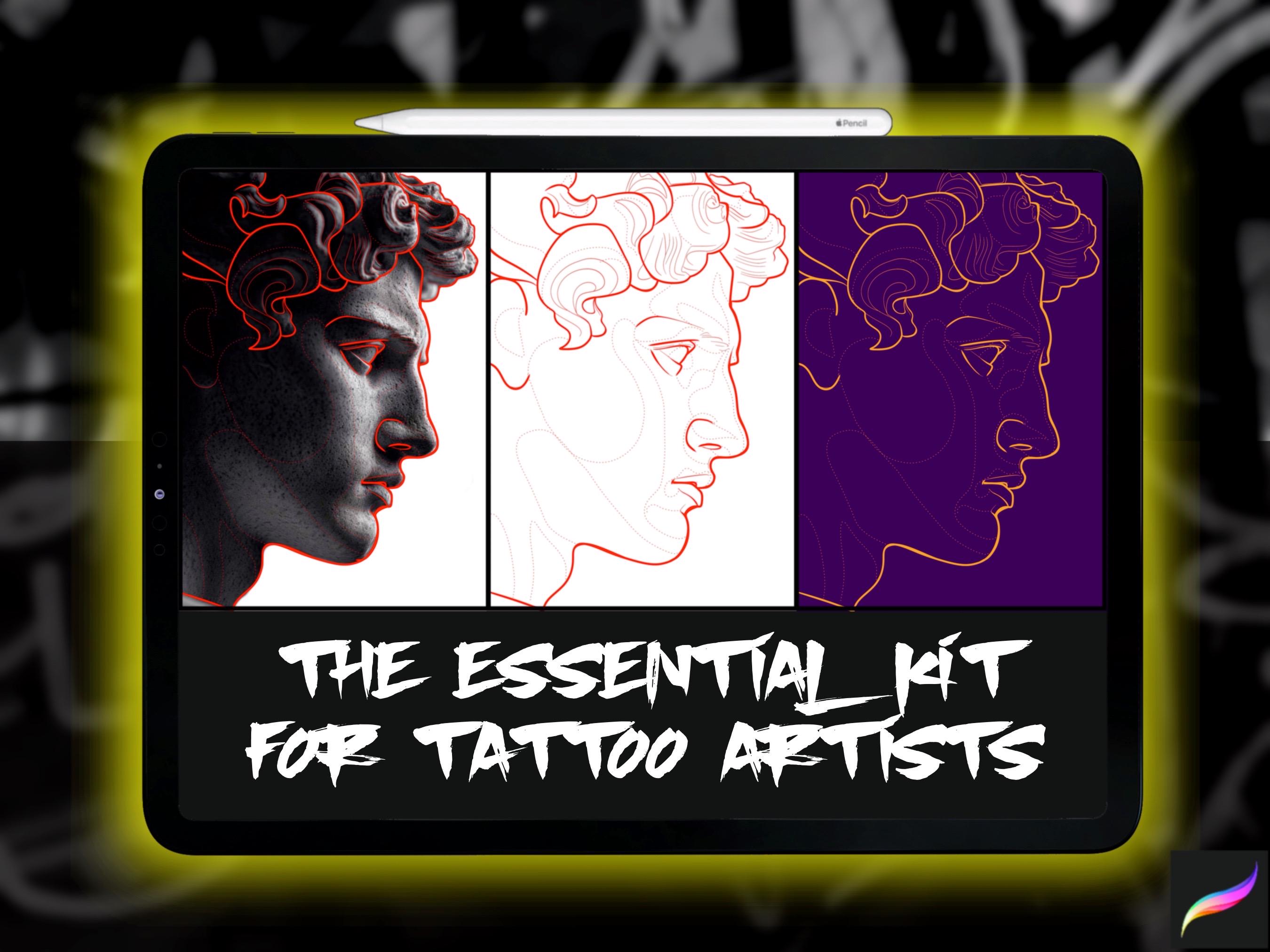 Procreate Tattoo Bundle - Stencil, Flash, Lettering & Shading Brushes ...