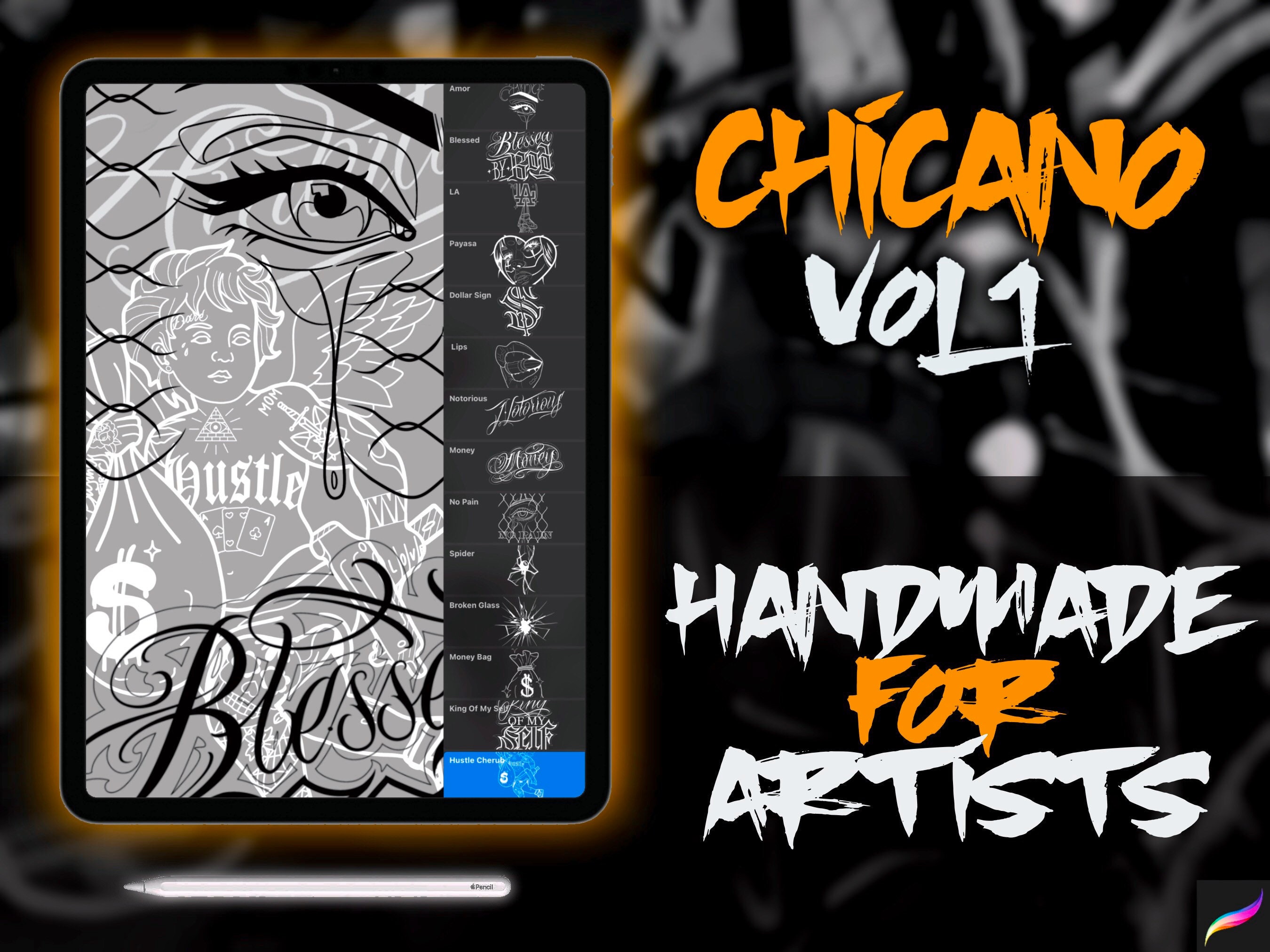 Procreate Tattoo Stamps CHICANO ART COLLECTION Vol 1 - Etsy