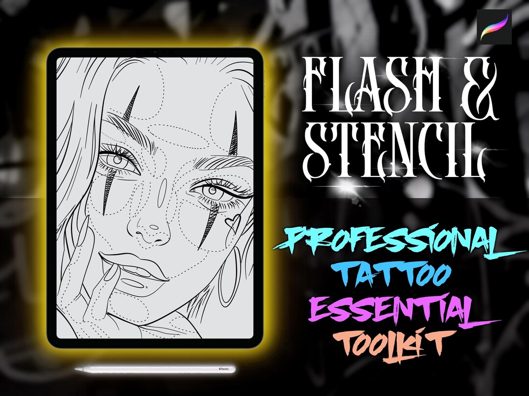 Procreate Tattoo Bundle - Stencil, Flash, Lettering & Shading Brushes ...