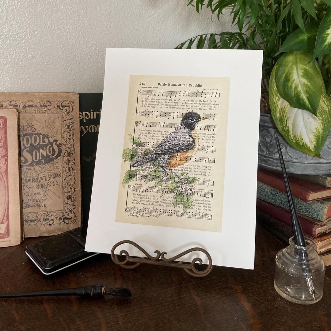 Battle Hymn of the Republic; Robin Bird Painting on Hymn Music - Etsy