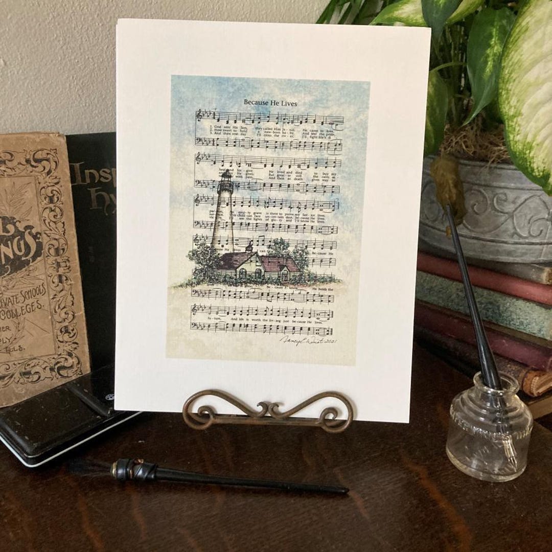 Because He Lives; Lighthouse Seascape Painting on Hymn Music - Etsy