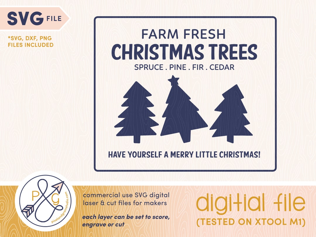 Christmas Tree Farm Country Sign SVG | Commercial Use Laser & Cut Ready ...