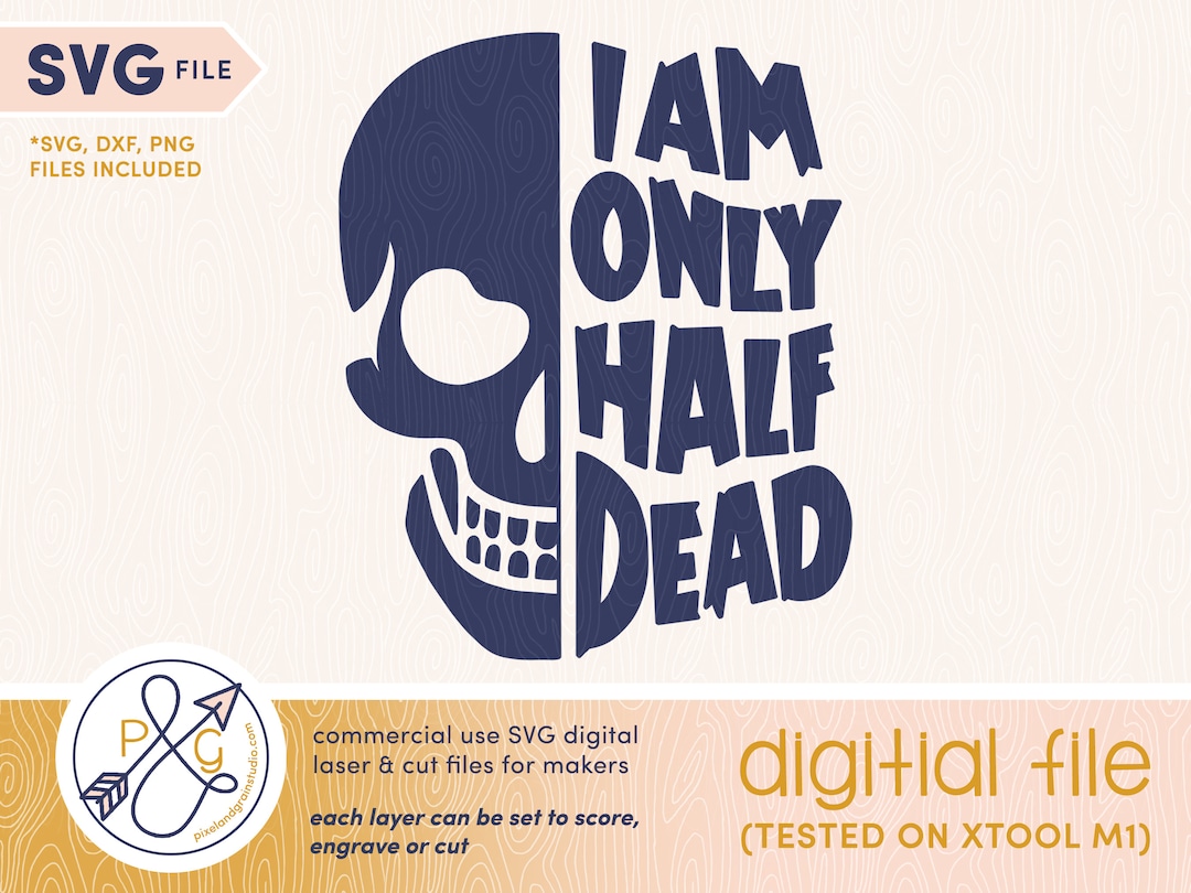 Halloween Half Dead Skull SVG Commercial Use Laser & Cut Ready Svg File ...