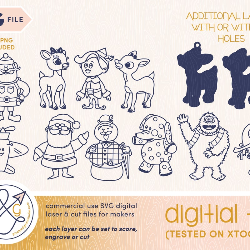 Rudolph Outline - Etsy