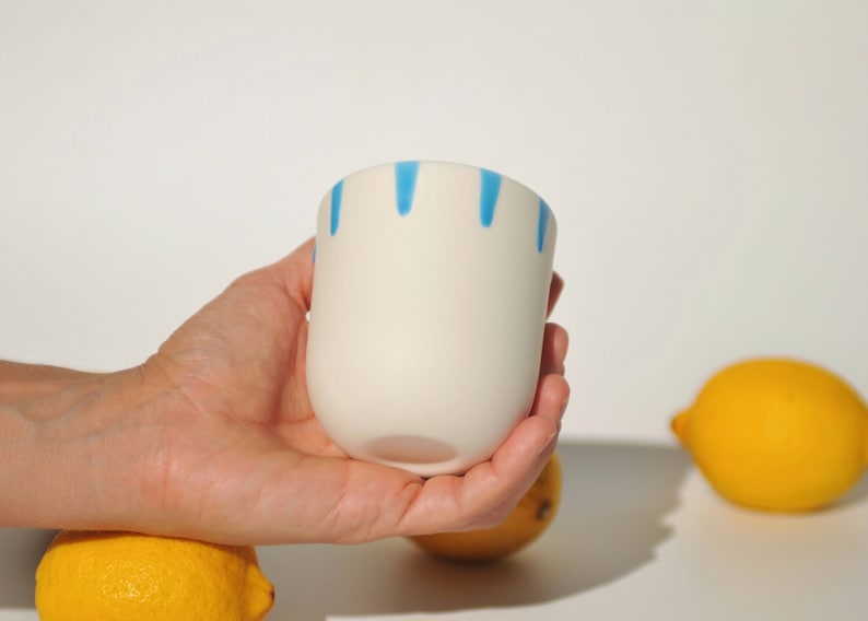 Handmade Porcelain Coffee Cups With Colorful Stripes, 7 Oz Espresso Cup ...