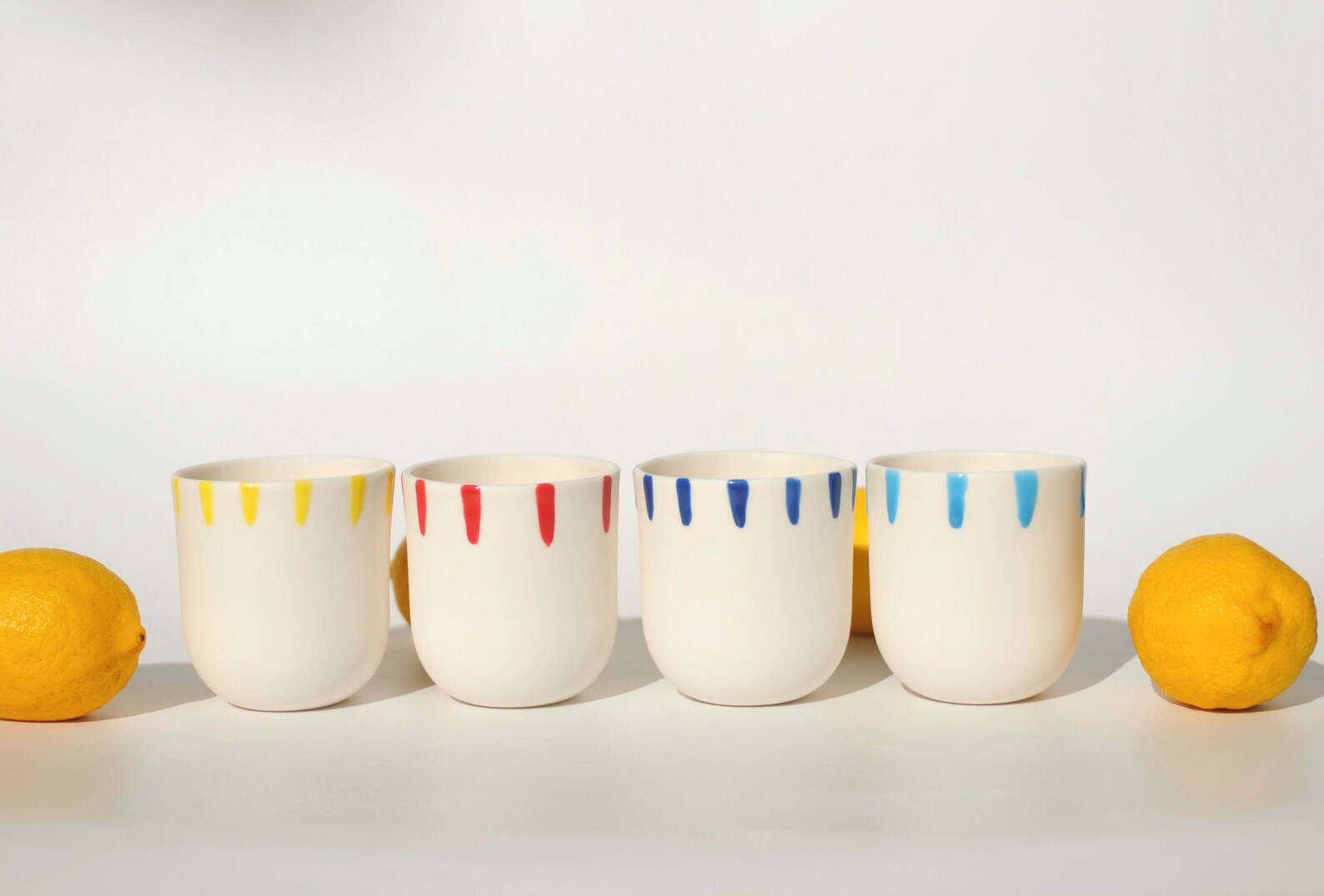 Handmade Porcelain Coffee Cups With Colorful Stripes, 7 Oz Espresso Cup ...