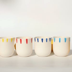 Handmade Porcelain Coffee Cups With Colorful Stripes, 7 Oz Espresso Cup ...