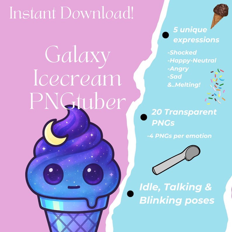 Galaxy Ice Cream Vtuber Pngtuber Avatar-space-themed Digital Download ...