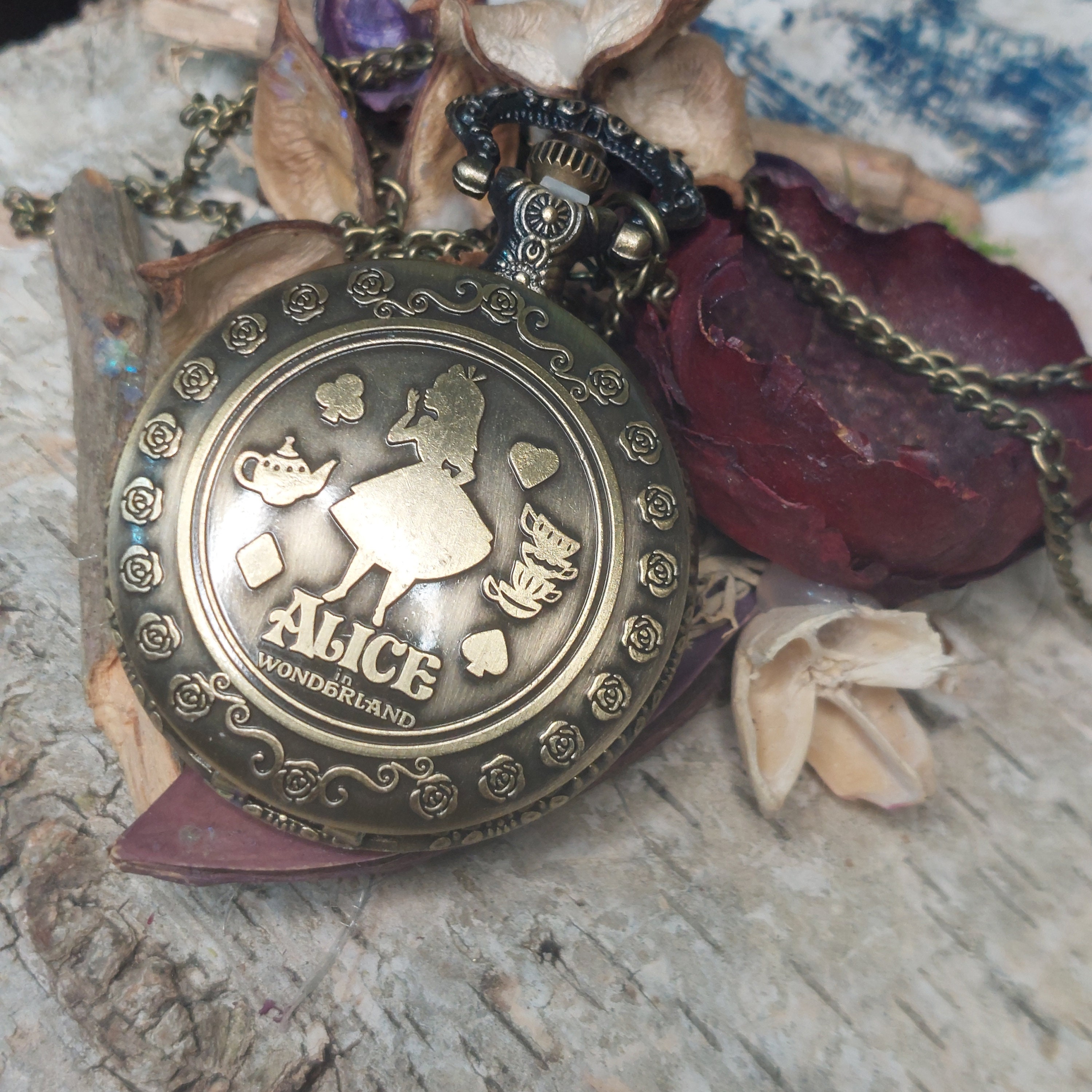 Bronze Alice in Wonderland Pocket Watch - Etsy