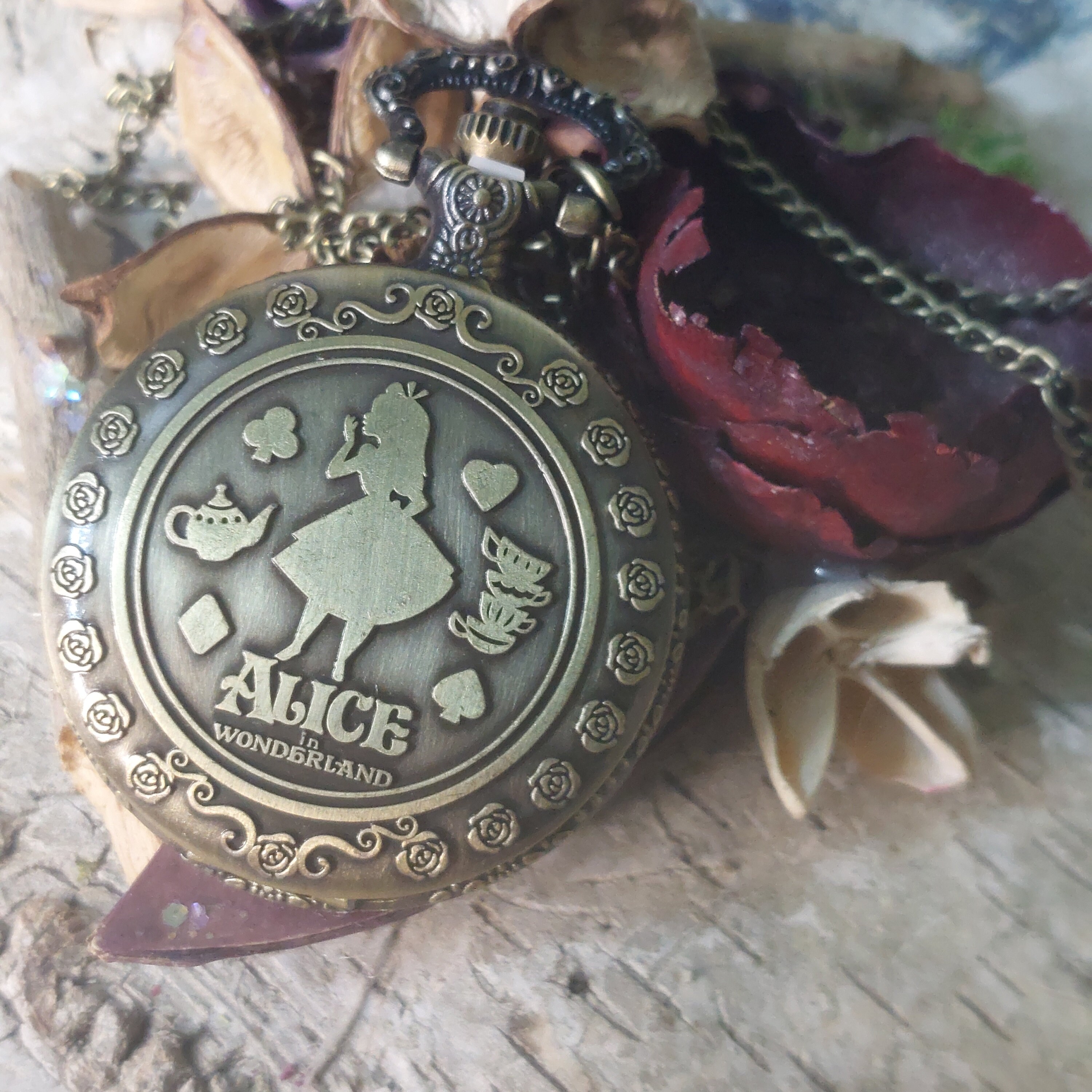 Bronze Alice in Wonderland Pocket Watch - Etsy