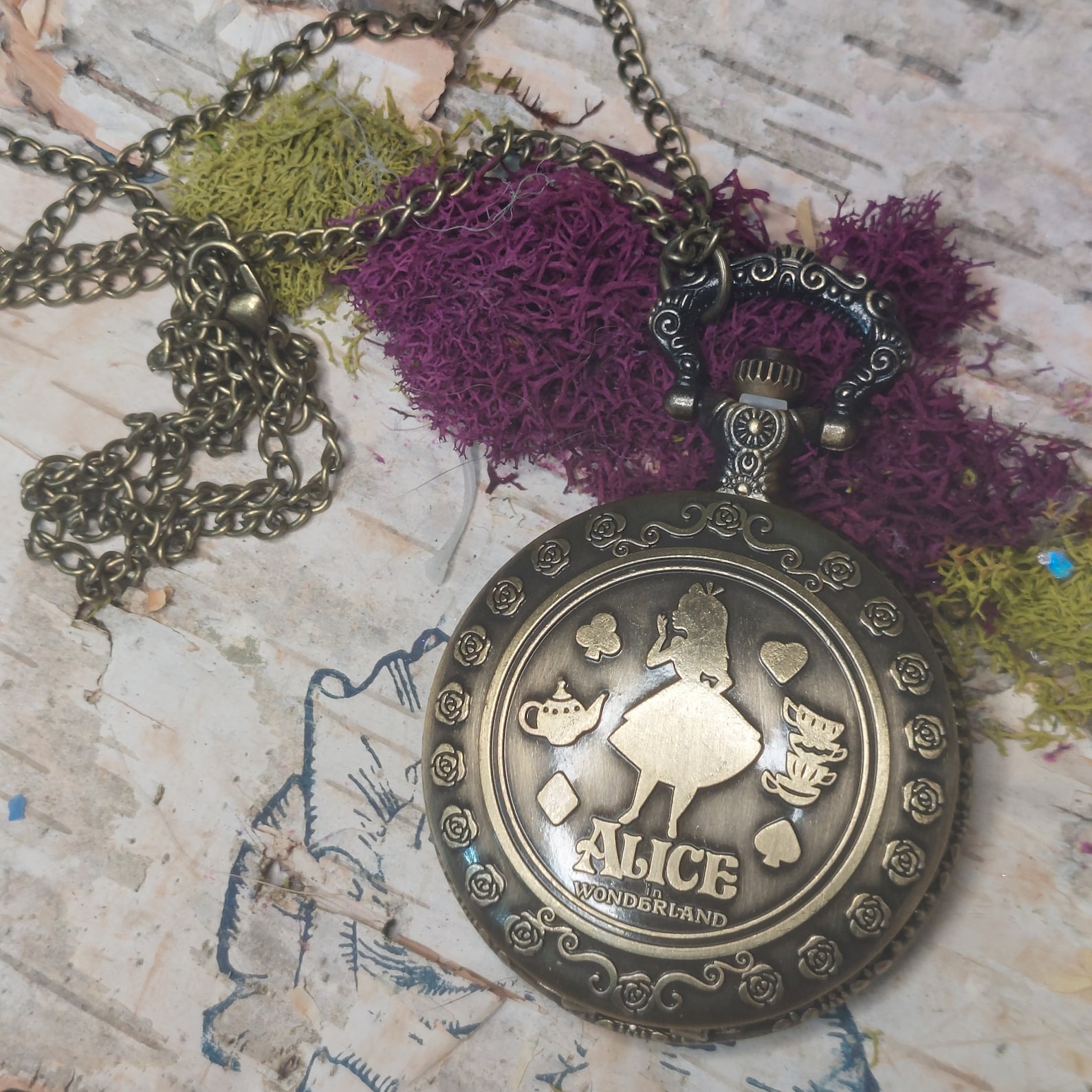 Bronze Alice in Wonderland Pocket Watch - Etsy