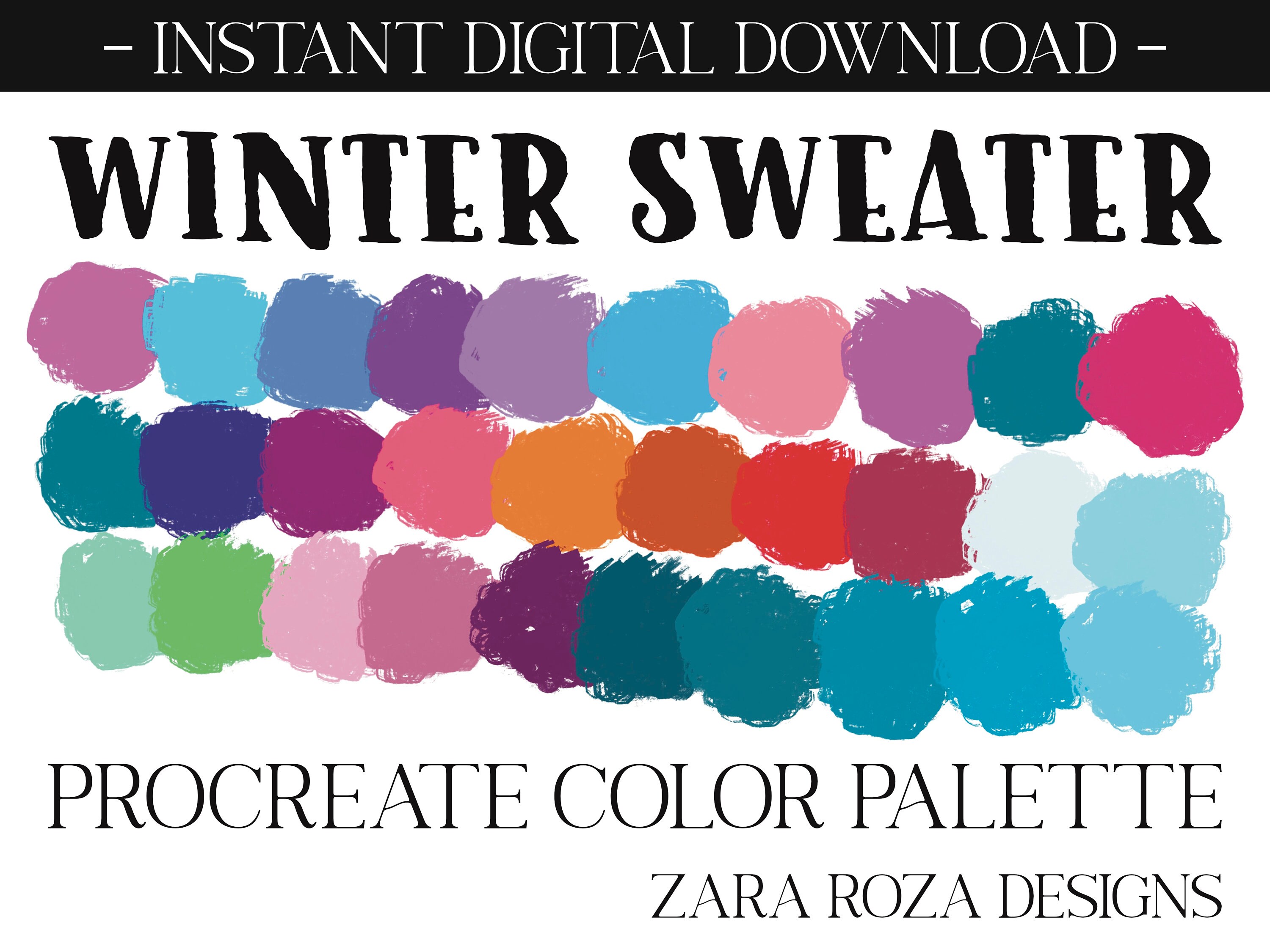 Winter Sweater - Procreate Color Palette: Orange Pink Blue Green Summer ...
