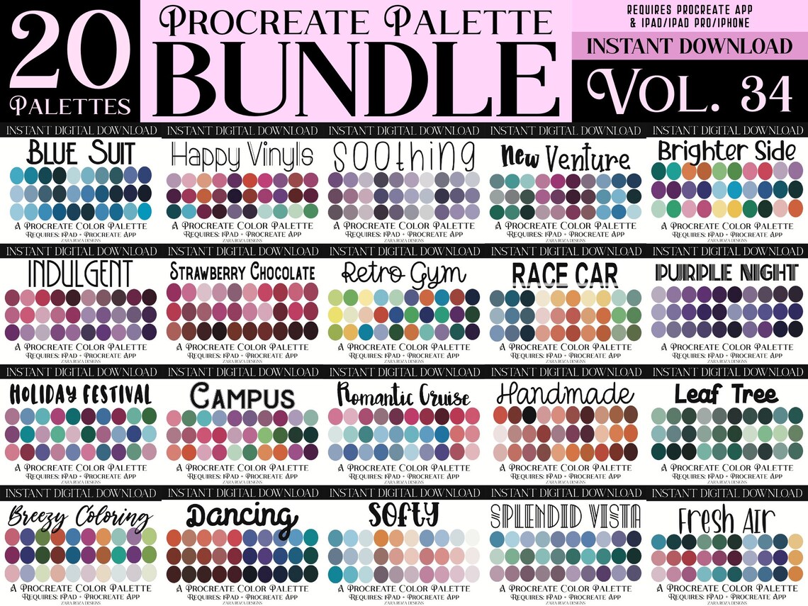 20 Procreate Color Palette Bundle Pack VOL. 34 Set Goth - Etsy Australia
