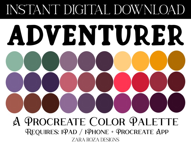 Adventurer - Procreate Color Palette - Yellow Pink Purple Brown Earthy ...