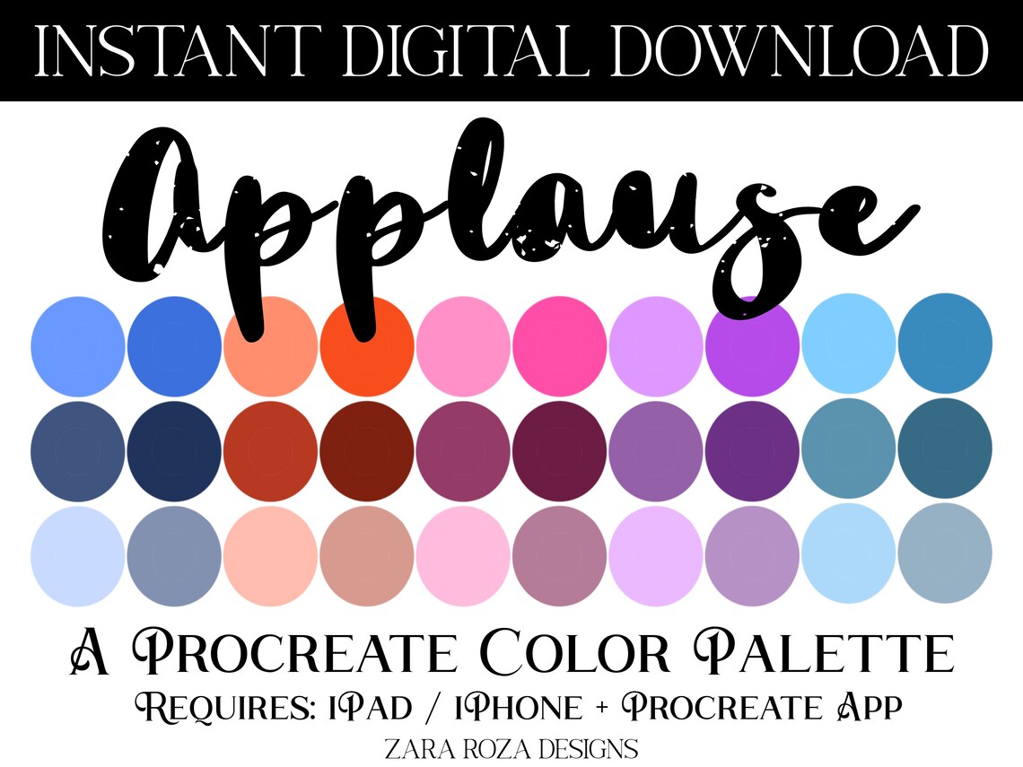 Applause - Procreate Color Palette - Pastel Muted Light Dark Blue ...