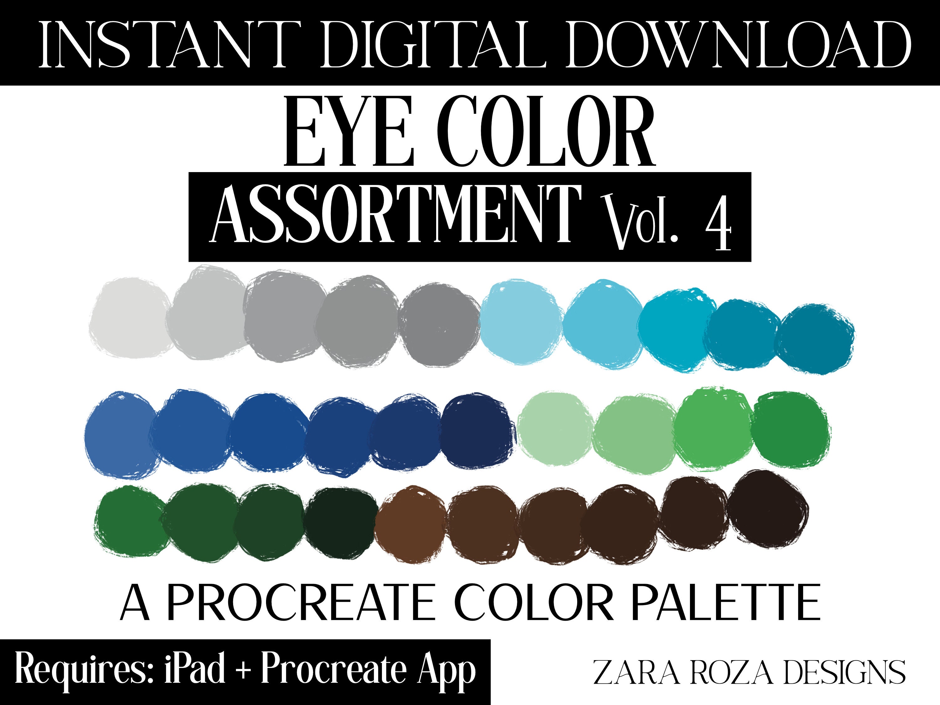BIG BUNDLE 22 Procreate Eye Color Palette Collection Pack Set: Natural ...