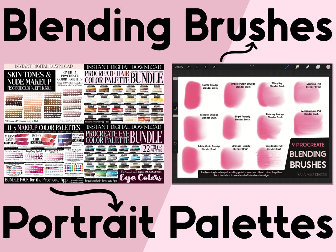 BUNDLE Blending Brush Set & 70+ Portrait Palettes Procreate Set Skin ...