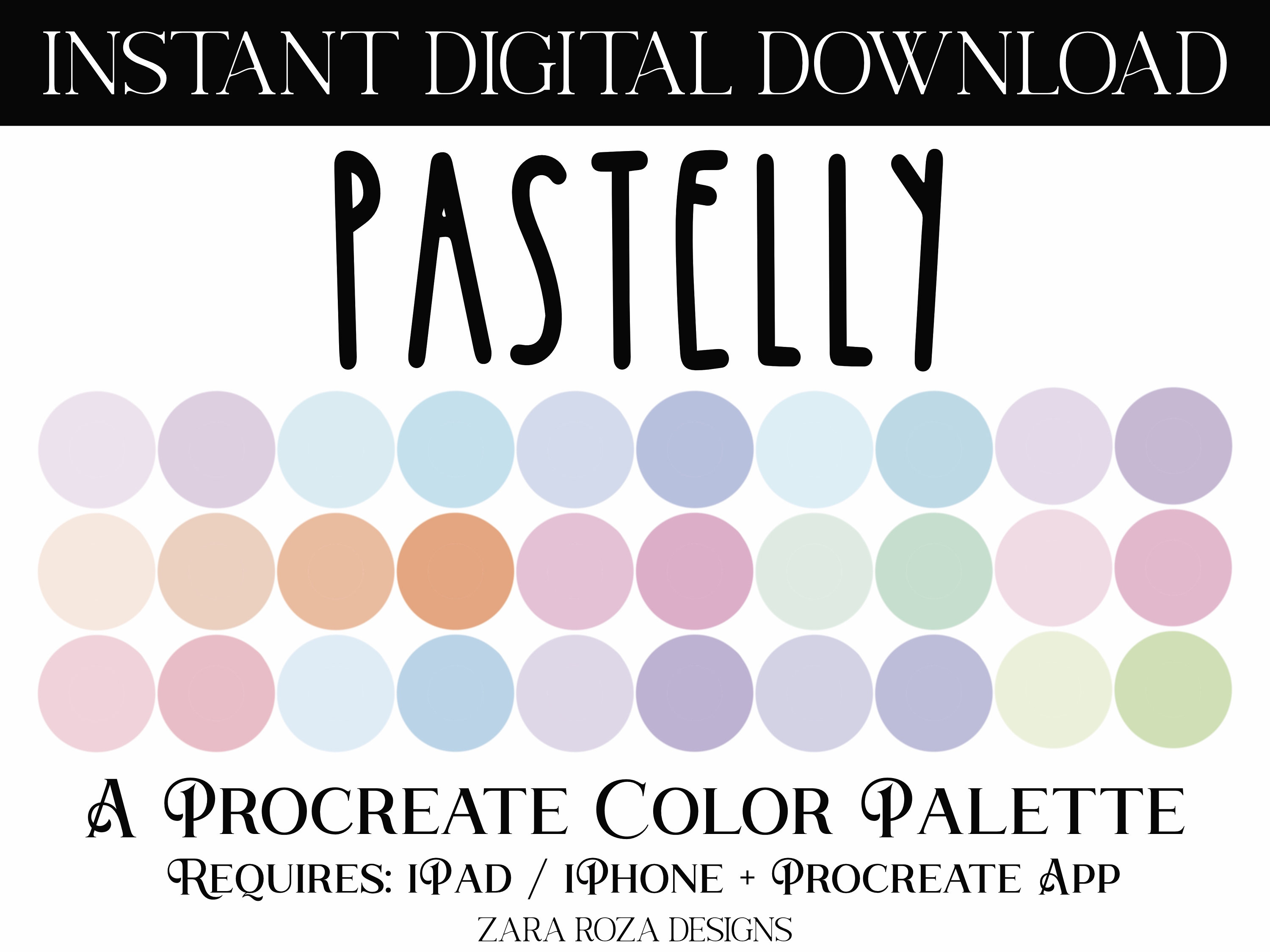 Pastelly - Procreate Color Palette - Pastel Muted Soft Light Rainbow ...