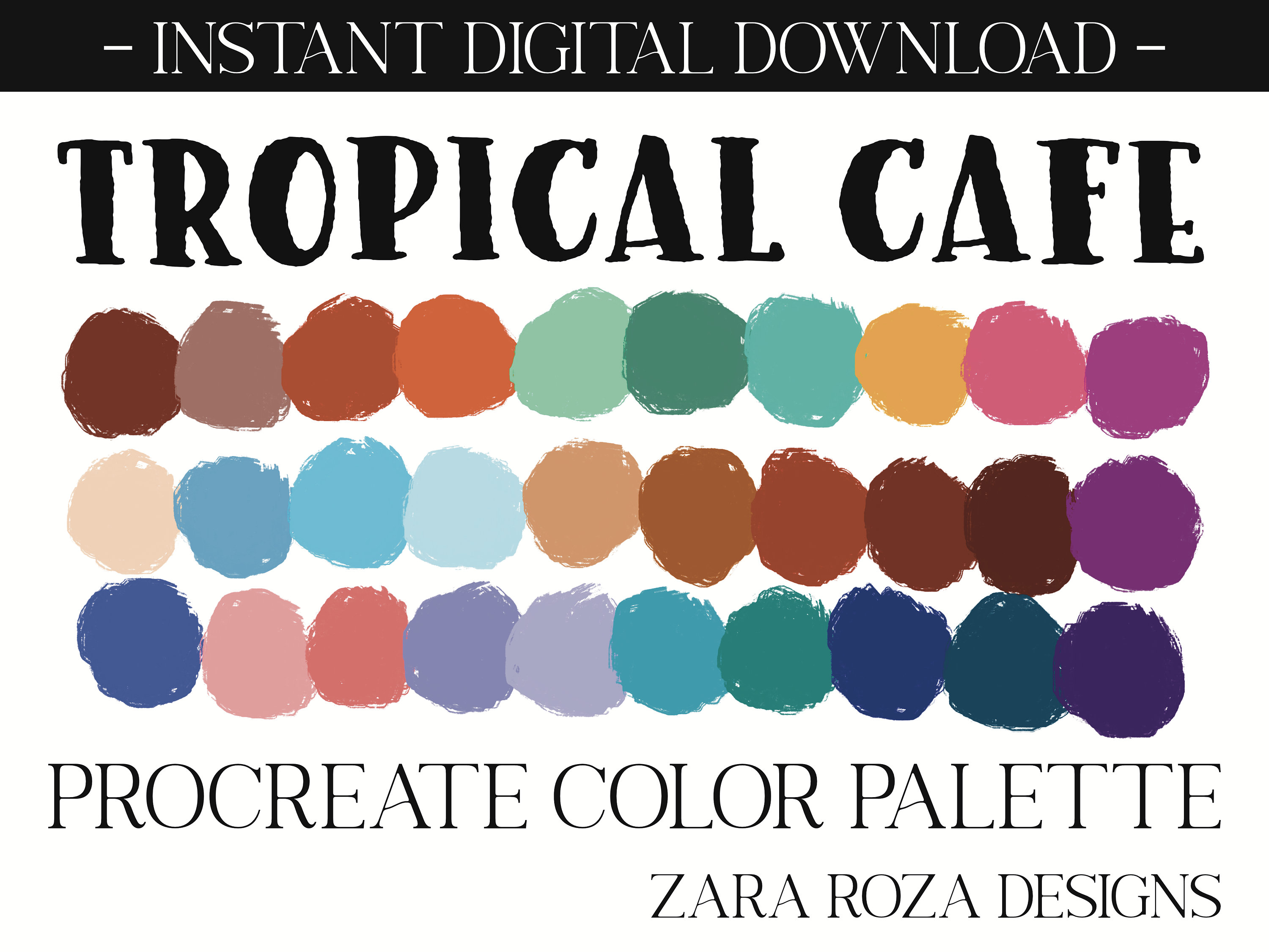 Tropical Cafe - Procreate Color Palette: Orange, Pink, Blue Green ... Tropical Cafe - Procreate Color Palette: Orange, Pink, Blue Green ...