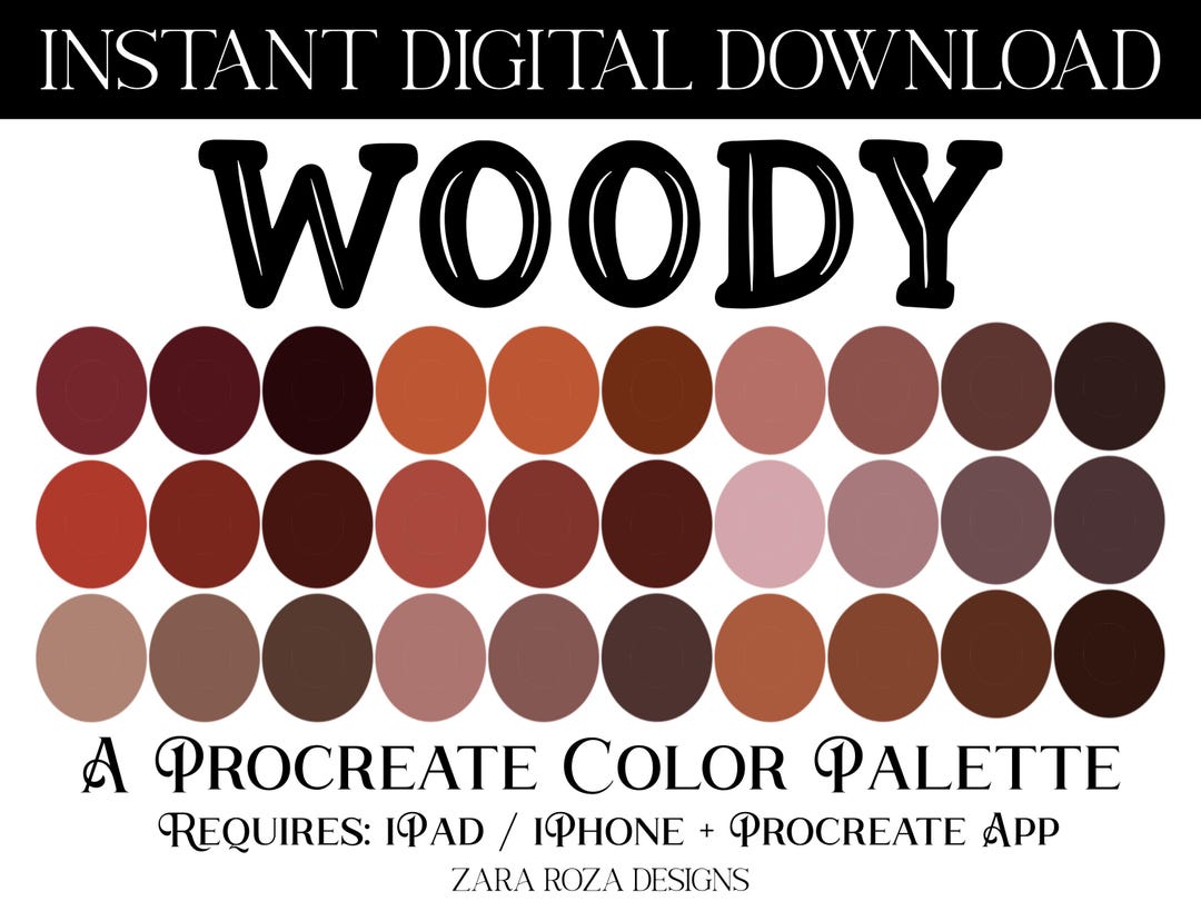 Woody Procreate Color Palette - Brown Retro Vintage Natural Rustic Wood ...