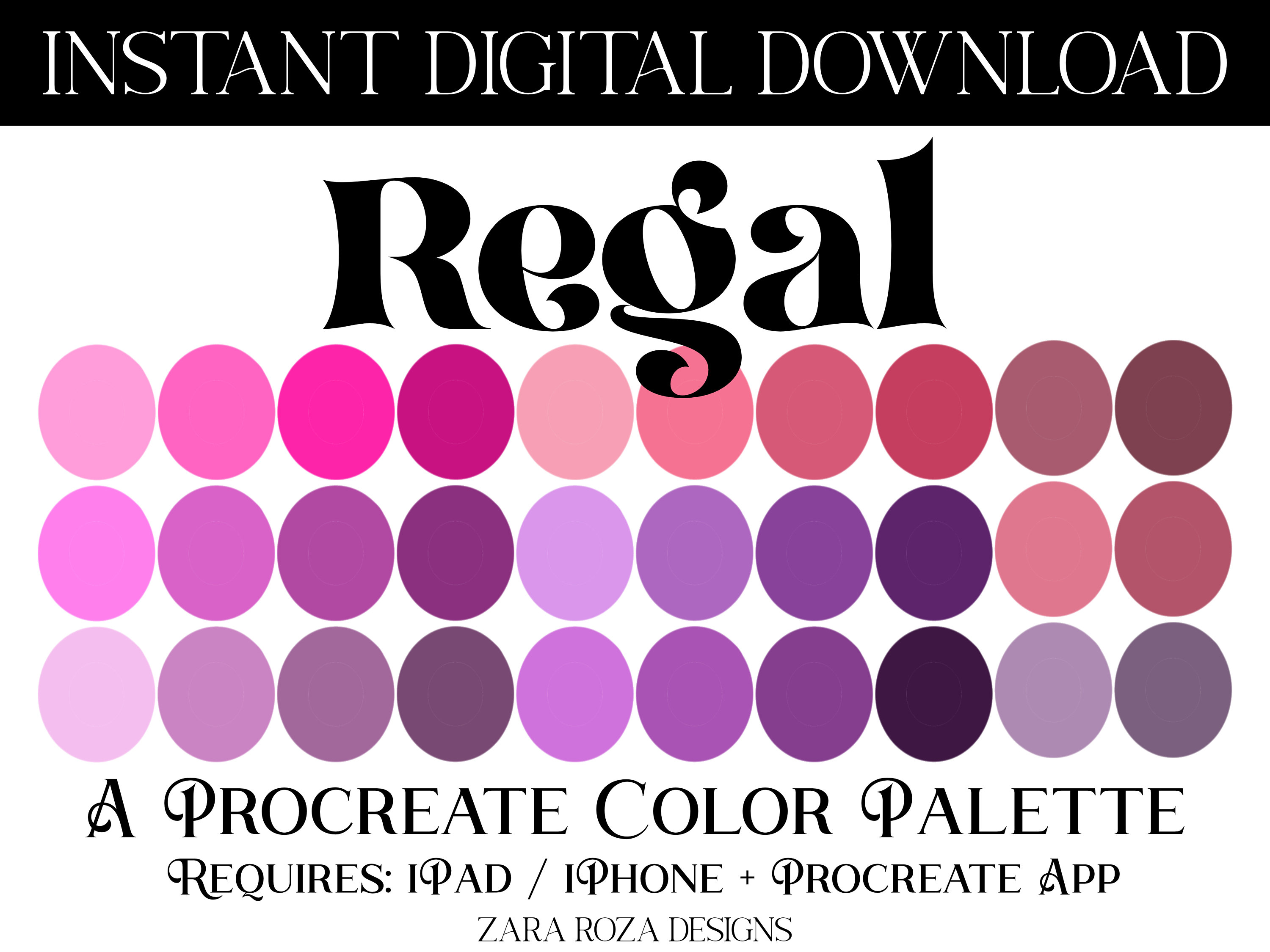 20 Procreate Color Palette Bundle Pack VOL. 40 Set Goth Retro Vintage Boho Yellow Orange Red ...