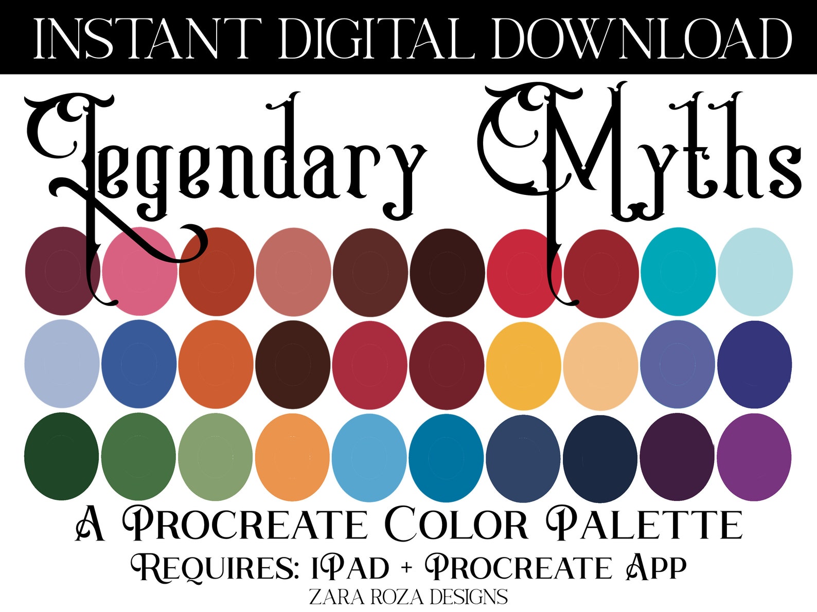 20 Procreate Color Palette Bundle Pack - VOL. 19 Set - Goth Retro ...