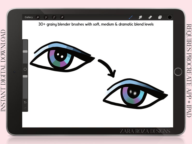 Grainy Blending Brush Set Procreate Grain Texture Smudge Brushes for iPad Digital Art, Portrait ...