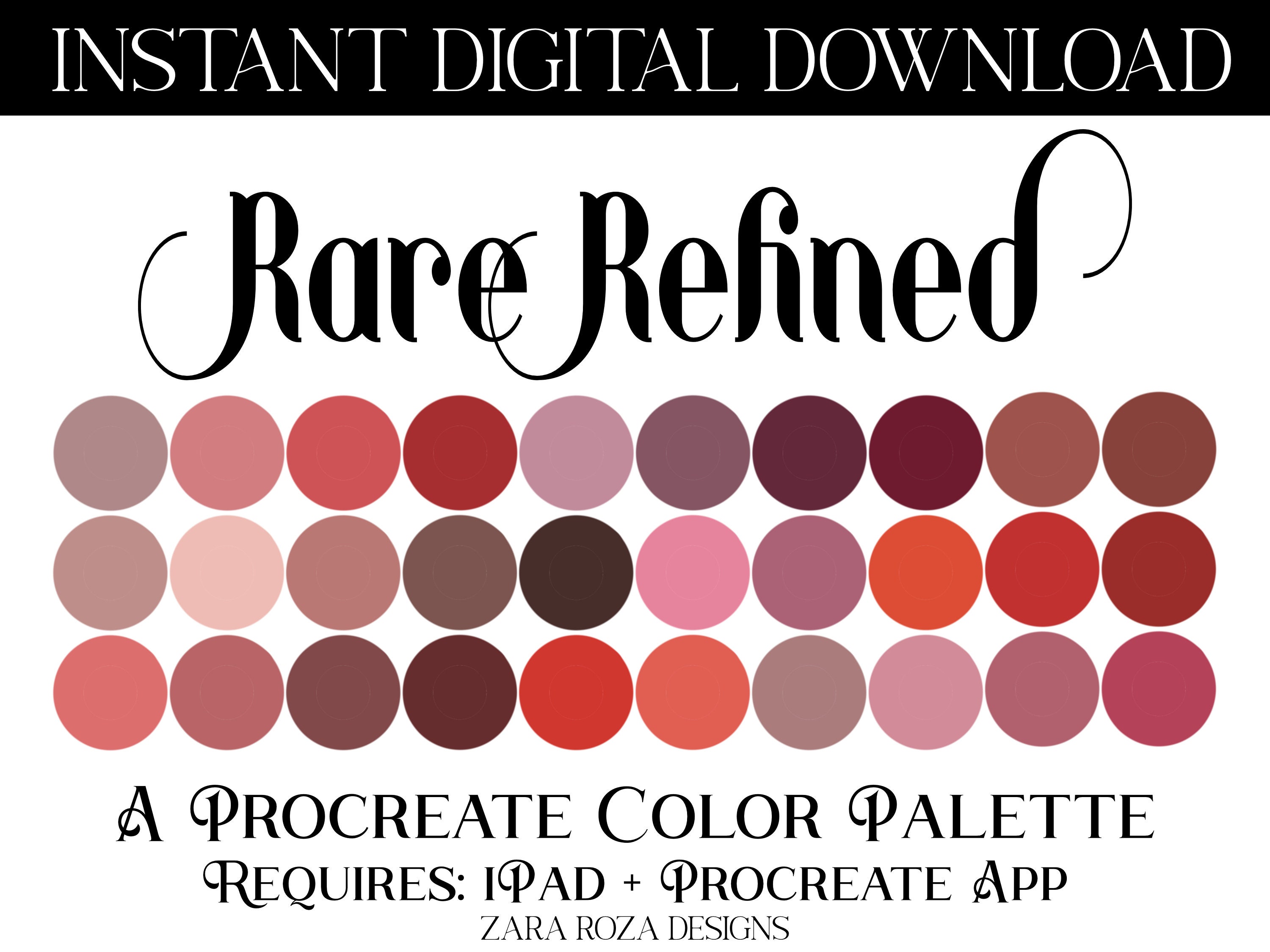 20 Procreate Color Palette Bundle Pack Vol 18 Set Goth Retro Vintage Boho Yellow Orange Red
